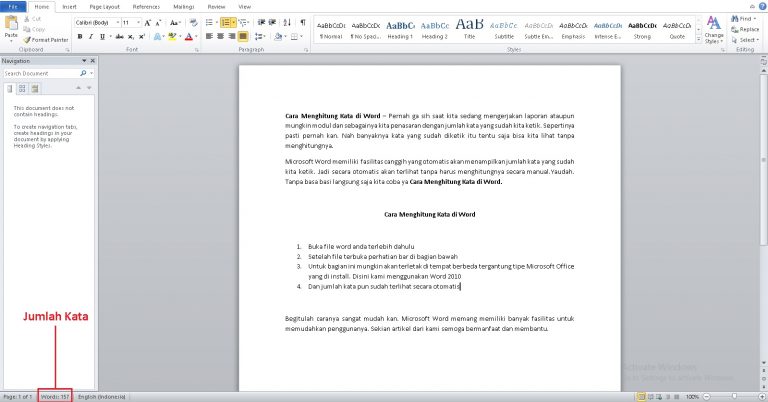 Cara Menghitung Kata di Word